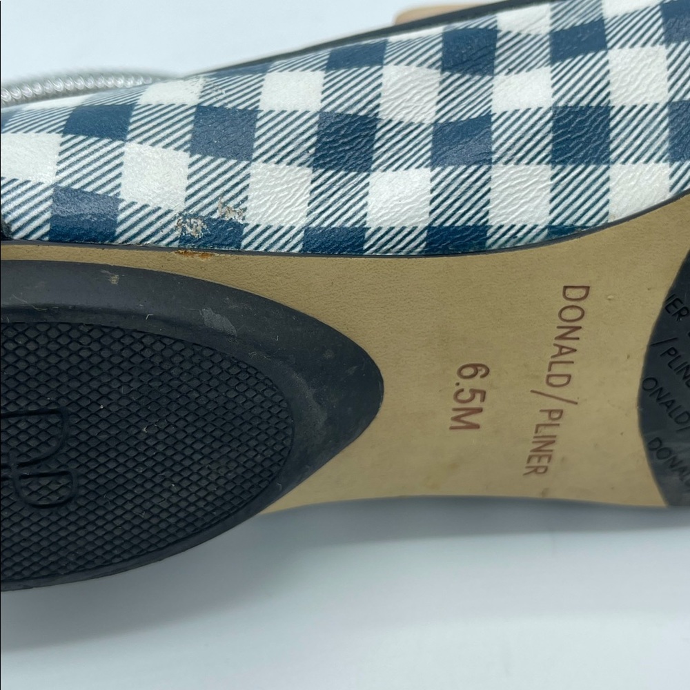 Donald Pliner Deedee Gingham Toe Leather Flats. - Gem